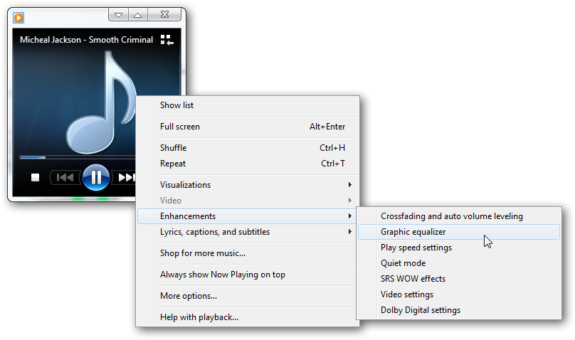 Finding the ideal settings for playing Music and Video files in Windows 7